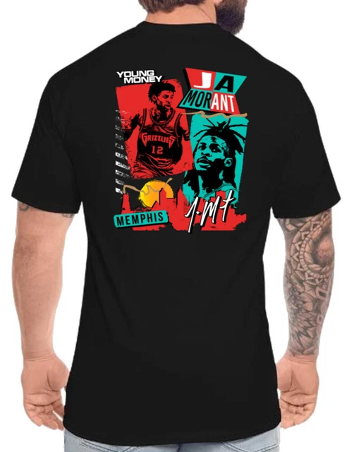 SOCIÉTÉ D'ART JA MORANT Années 80 BLACK FRONT/ARRIÈRE T-Shirt PETIT ...