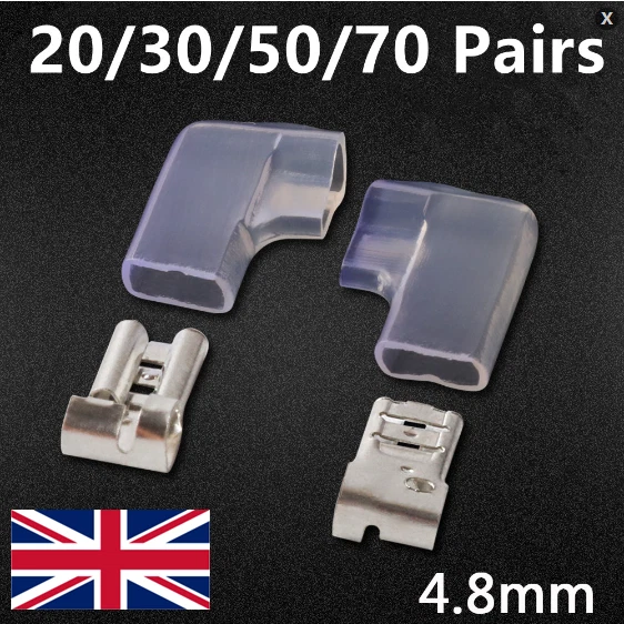 RIGHT ANGLE FEMALE Flag Spade Connector Crimp Wire Terminals lock ...