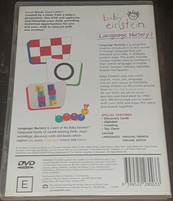 BABY EINSTEIN - Language Nursery (DVD, 2005) FREE POST $9.99 - PicClick AU