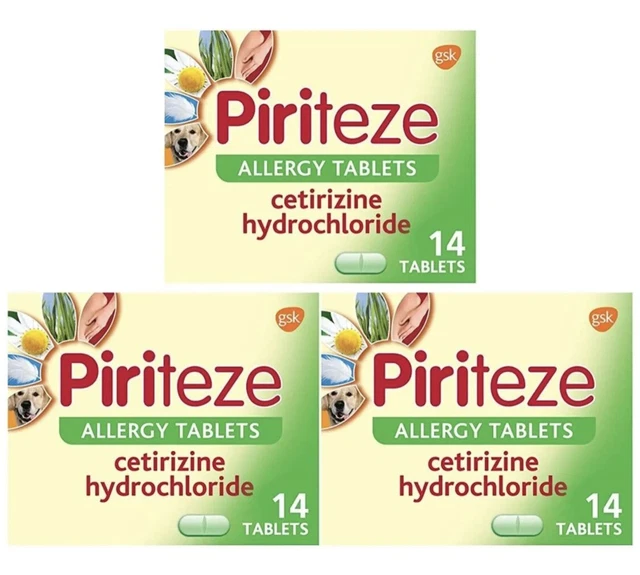 PIRITEZE ANTIHISTAMINE ALLERGY Relief Tablets Cetirizine 14 Tablets ...