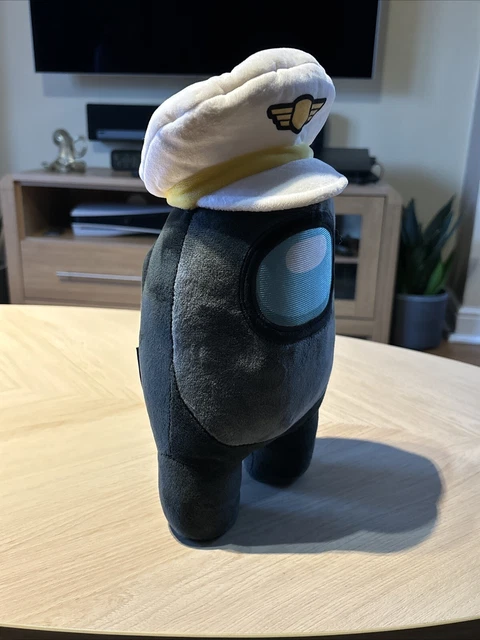 AMONG US BLACK Crewmate Wearing Pilot/Captain Hat Plush Toikido Soft ...