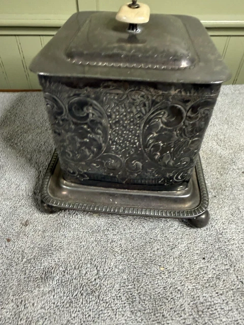 ANTIQUE VICTORIAN Heavily Etched Silver Tobacco Tea Biscuit Box £115.26 ...