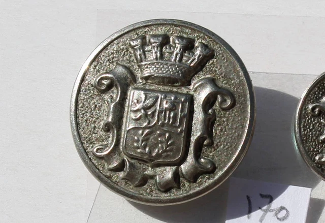 RARE ANTIQUE MILITARY UNIFORM BUTTON LION COAT OF ARMS PHENIX LAURIER D ...