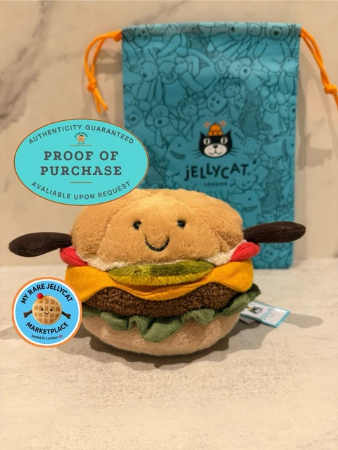 *RARE* JELLYCAT AMUSEABLES Burger - Brand New w/ Tags w/dust bag £40.39 ...