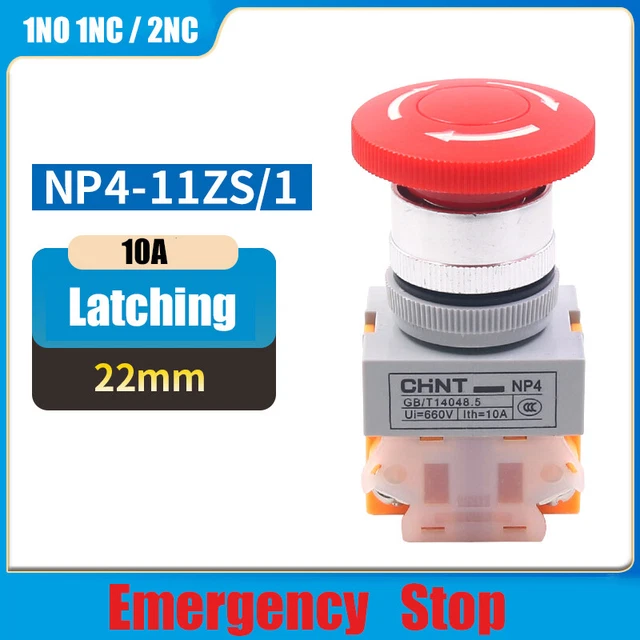 22MM EMERGENCY STOP Mushroom Push Button Switch E-STOP Switches 660V ...