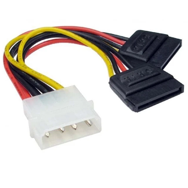 SATA POWER CABLE Y Splitter Molex to 2 Dual SATA Lead 2 Way 4 Pin -15 ...