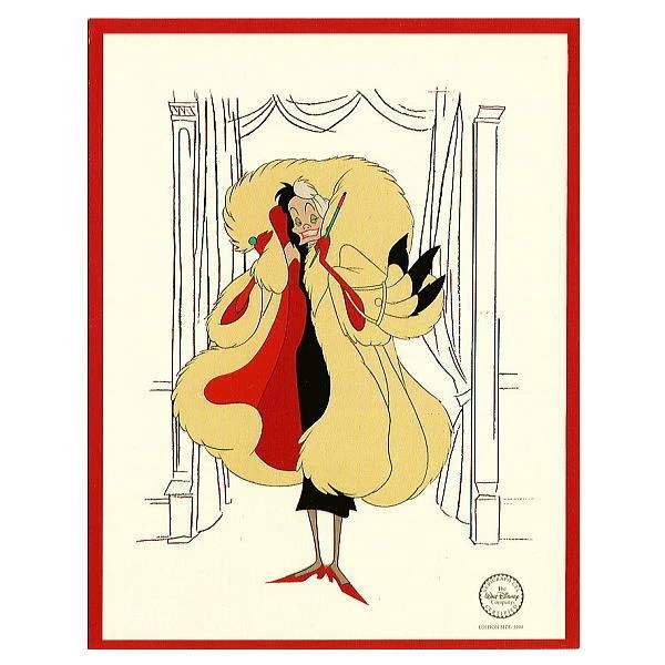 DISNEY S CRUELLA 101 Dalmatians WDAA Cel Drawn Postcard Hello Dahling £ ...