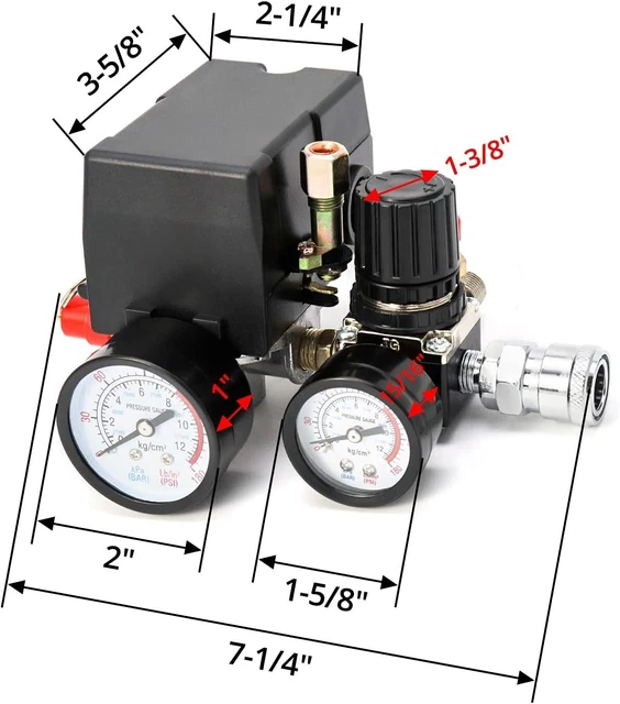 AIR COMPRESSOR PRESSURE Switch Control Valve 90-120PSI Pressure ...