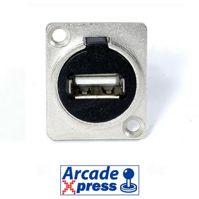 USB 2.0 CHROME Feedthrough Female Pass Through Panel Mount Breakout ...
