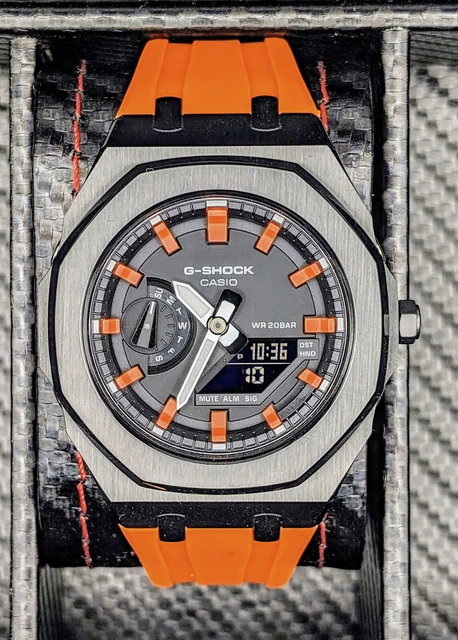 CASIO G-SHOCK GA2100 Custom Casioak Black & Orange Royal Oak AP Mod £ ...