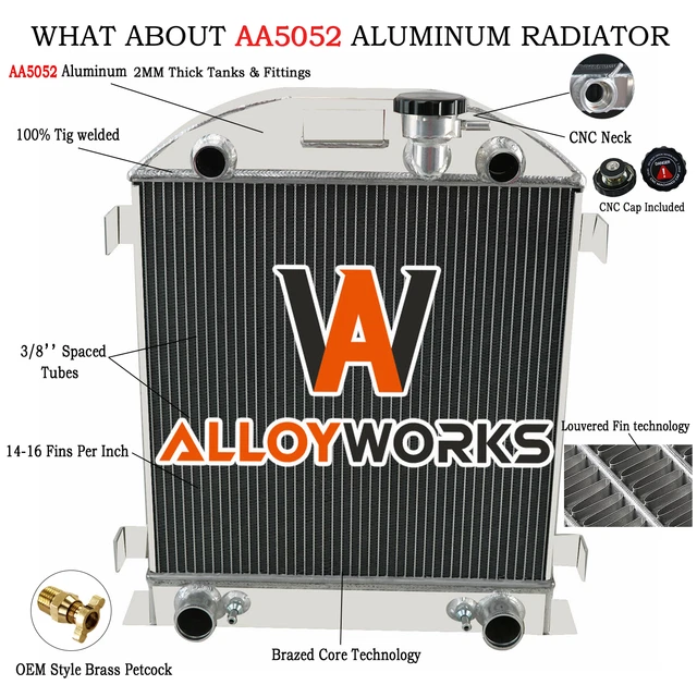 4 ROW ALUMINUM Radiator For 1928-1929 Ford Model-A w/ Flathead Engine 3 ...