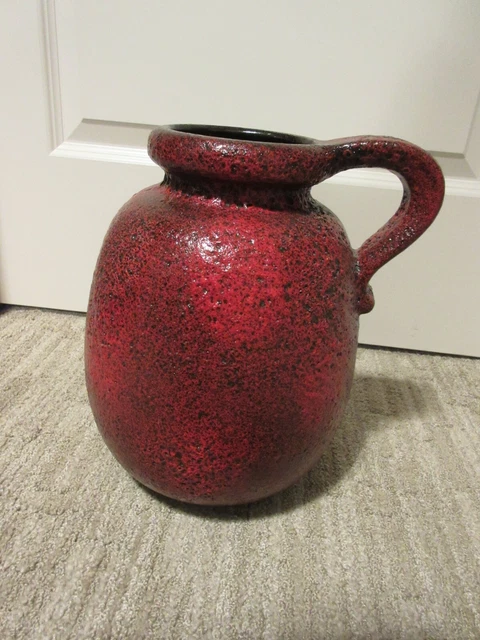 VINTAGE MCM 'SCHEURICH Keramik' West German Pottery Red Fat Lava Jug ...