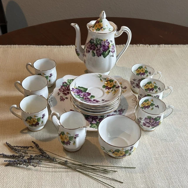 ROYAL STANDARD LAVENDER Lady Fine Bone China Footed Demitasse Tea Set £ ...