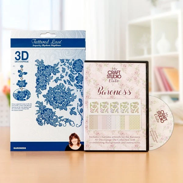 TATTERED LACE 3D Decoupage Dies & CD-ROM Baroness Floral Fragrance ...
