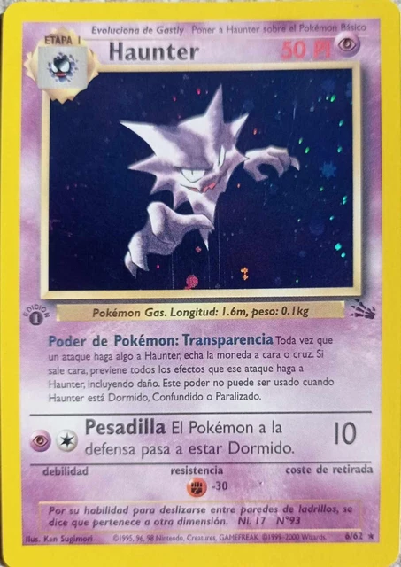 HAUNTER FÓSIL 1A Edición Holográfica Español 6/62 Pokémon Jcc Perfecto ...
