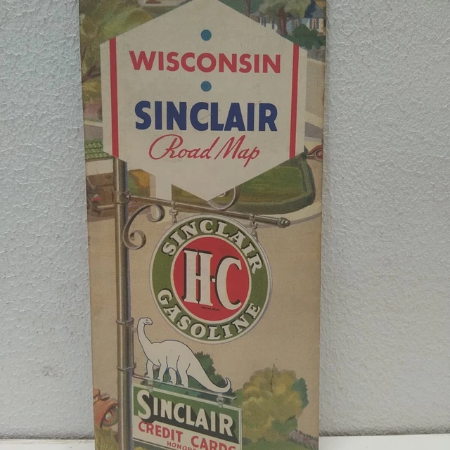 WISCONSIN SINCLAIR ROAD Map Vintage United States America $9.99 - PicClick