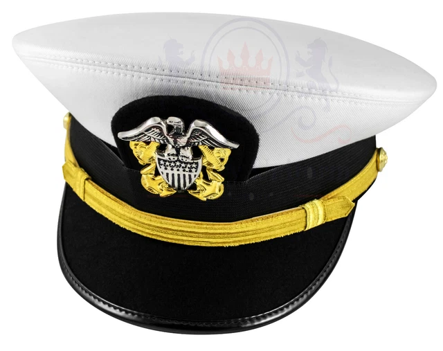 USA NAVY WARRANT Officer / Lieutenant Commander White Military Peak Cap ...