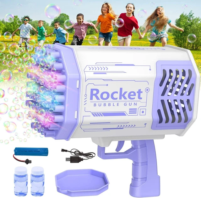 PISTOLA SPARA BOLLE Sapone Sparabolle 2 Ricariche Suona Feste Bambini ...