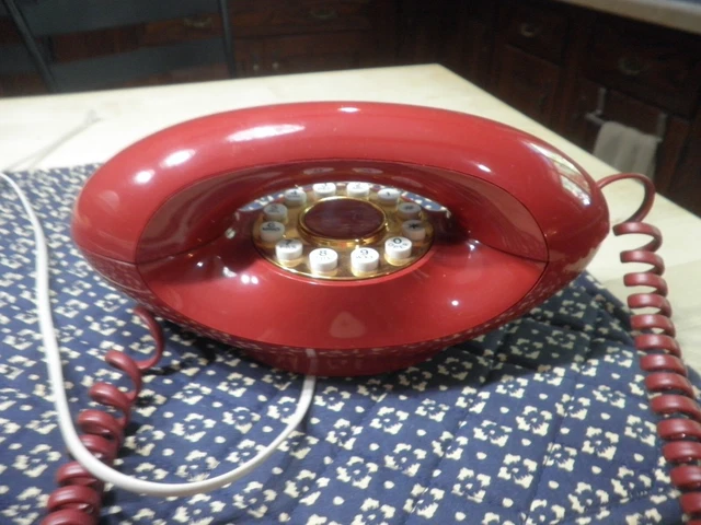 VINTAGE RED GENIE Push Button Phone Works $59.00 - PicClick