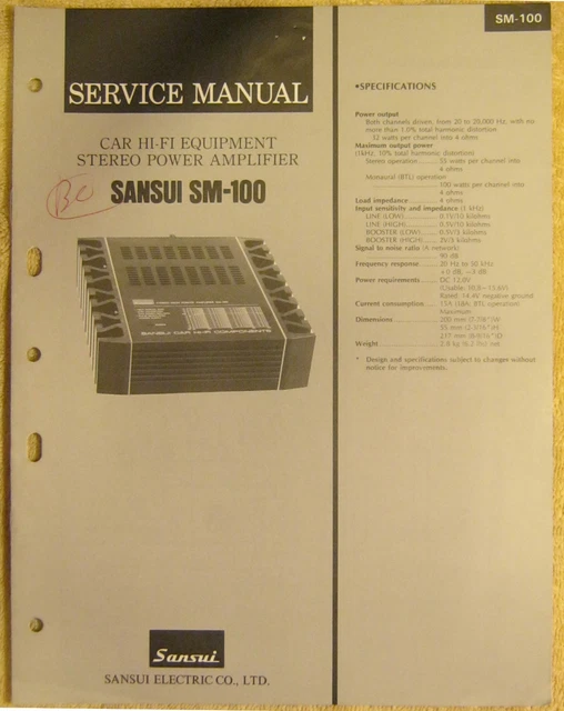 SANSUI SM-100 AUTO Hi-Fi Apparecchiature Stereo Amplificatore di ...