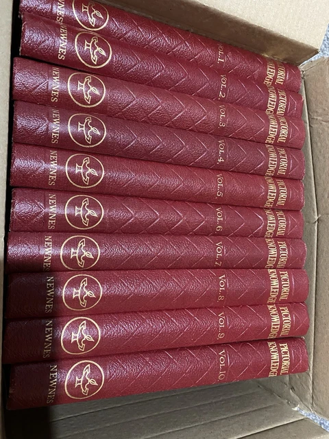 NEWNES PICTORIAL KNOWLEDGE Complete Set Volumes 1-10 Vintage Hardback ...