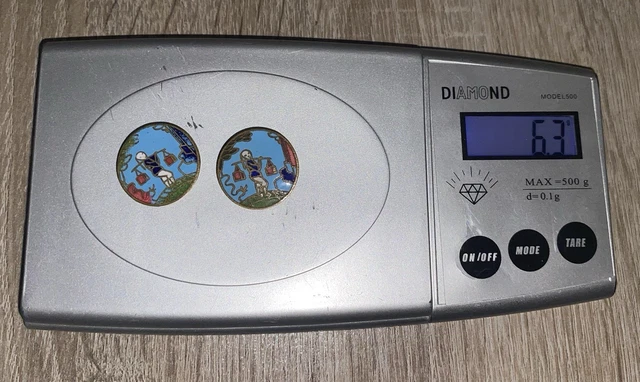 BOUTONS DE MANCHETTE ancien vintage Émaillées Cloisonné Chinois ( 6,3 ...