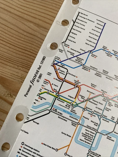FILOFAX-UK MOTORWAY MAP/UNDERGROUND & Intercity Rail Map- PERSONAL 2001 ...