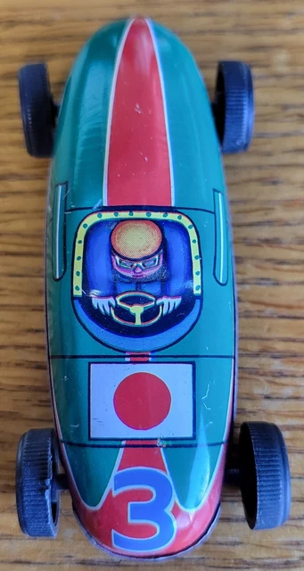 VINTAGE LUCKY TOY Tin Race Car Made in Japan Good Condition #3 Green ...
