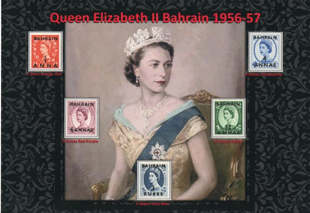 QEII NICE DISPLAY Queen Elizabeth Ii 1956-57 Bahrain Set Sg97 - Sg101 ...