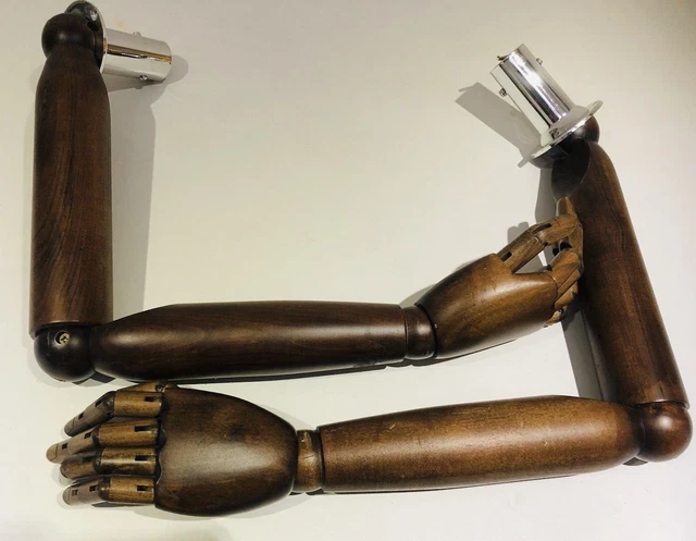 ANTIQUE DARK WOOD Articulated Poseable Arms Hands Artist Mannequin ...