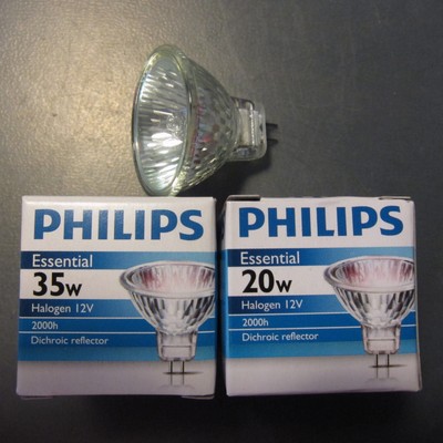 PHILIPS ESSENTIAL HALOGEN 20W 35W 12V MR11 GU4 35mm 30 angle cover Dimmable £13.10 - PicClick UK