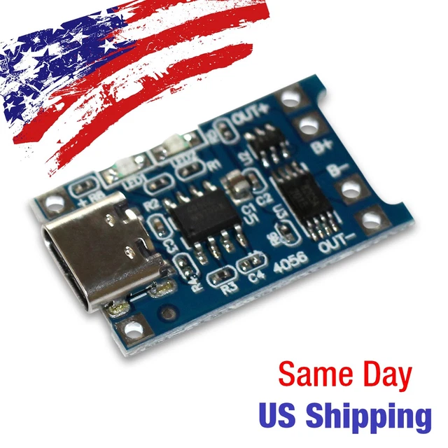 USB TYPE C Li-Ion Battery Charger Module TP4056 5V 1A Protection 18650 ...