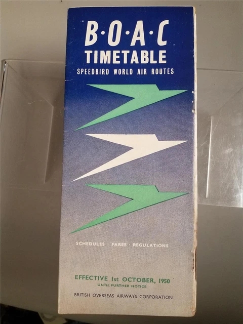 BOAC AIRLINE TIMETABLE August 1950 B.o.a.c. Route Map Solent Flying ...