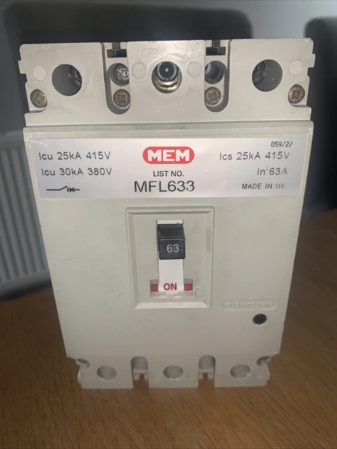 MEM MCCB CIRCUIT Breaker 63amp Triple Pole 3 Phase Breaker Memshield 2 ...