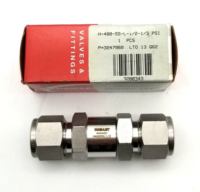 HAM-LET H-400-SS-L-1/2-1/3-PSI EDELSTAHL Rückschlagventil 3000 PSI EUR 65,14 - PicClick DE