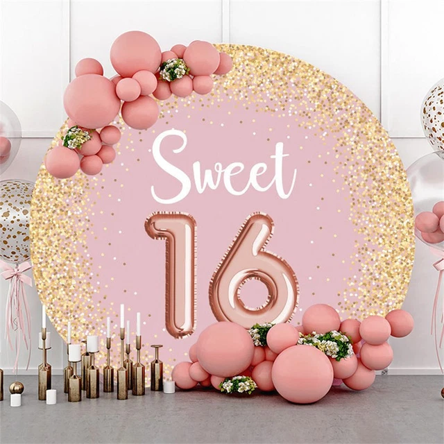 GOLD GLITTER PINK Sweet 16th Birthday Party Backdrop $36.09 - PicClick AU