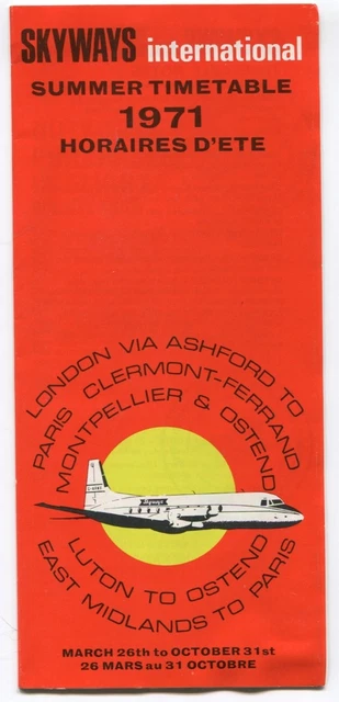 SKYWAYS INTERNATIONAL TIMETABLE Summer 1972 Hs748 $44.28 - PicClick AU