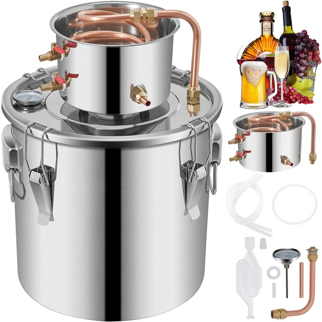 ALCOHOL DISTILLER 8GAL 30L Water Wine Stainless Steel Red Copper Pipe £ ...