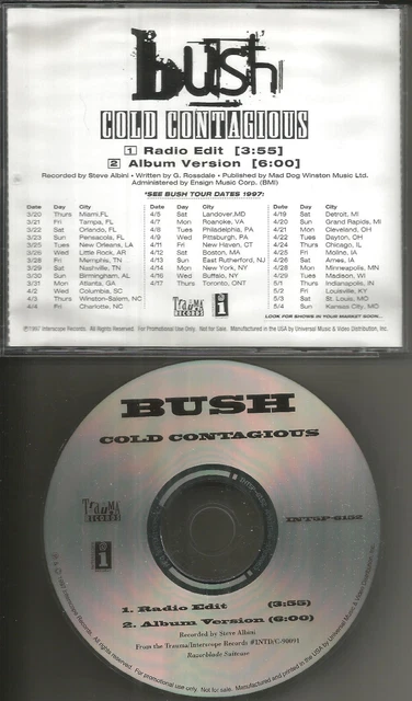 GAVIN ROSSDALE BUSH Cold Contagious avec RARE ÉDITION PROMO Radio DJ CD ...