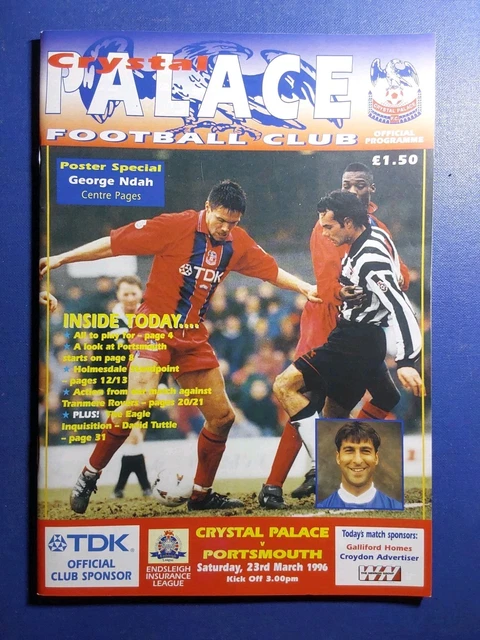 CRYSTAL PALACE V Portsmouth 23rd March 1996 Vgc £1.17 - PicClick UK