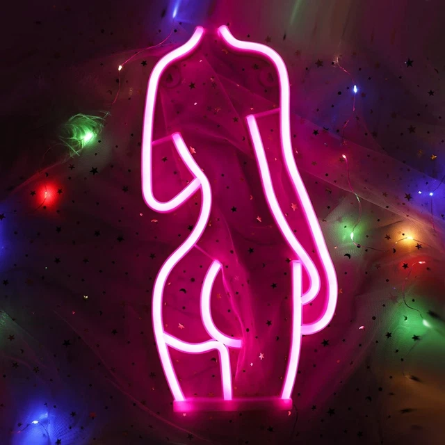 NEON SIGN, LADY Back LED Neon Lights Signs for Wall Decor Battery and ...