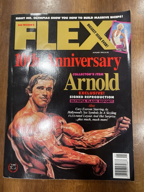 FLEX BODYBUILDING MUSCLE magazine ARNOLD SCHWARZENEGGER/Cory Everson 1 ...