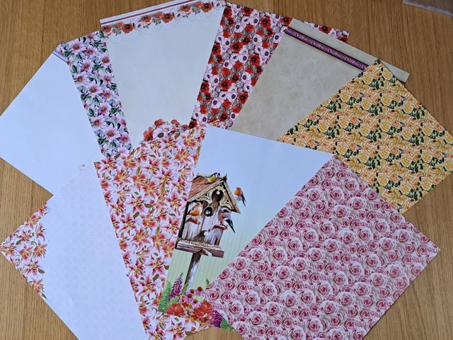 HUNKYDORY ASSORTED A4 Double Sided Papers Floral, Birds for Card Making ...