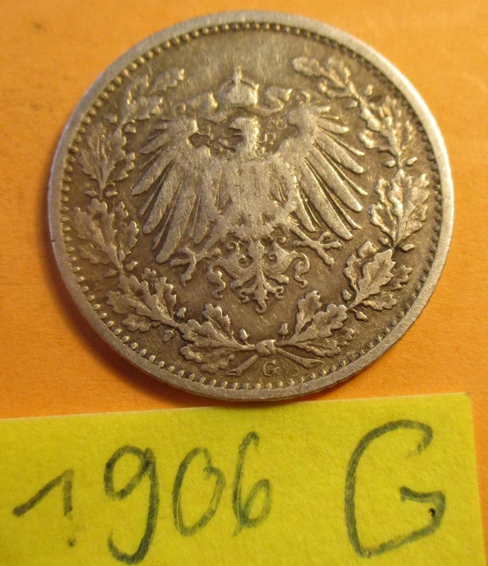 SILBERMÜNZE DEUTSCHES REICH Kaiserreich 1/2 Mark 1906 G Jäger Nr. 16 Silber EUR 2,99 - PicClick DE