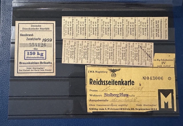 THIRD REICH WWII & Ddr Germany Collection Ration Coupon, Document, Card ...