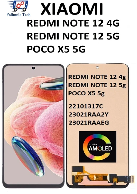 DISPLAY XIAOMI REDMI Note 12 4G 23021Raa2Y - 5G 22101317C Vetro Touch ...