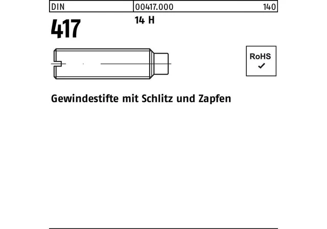 REYHER GEWINDESTIFT DIN 417/ISO 7435 m.Schlitz/Zapfen M 3 x 5 14 H EUR 13,21 - PicClick DE