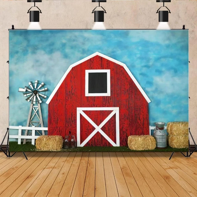 RED BARN DOOR Haystack Photography Backdrop Farm Theme Children Harvest ...