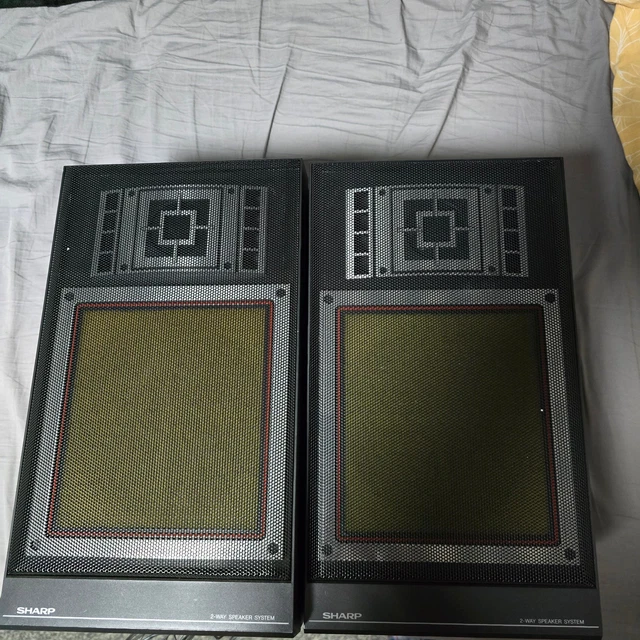 SHARP 2 WAY Speaker System CP-1550E Bookshelf 33cm Retro Black Tested £ ...