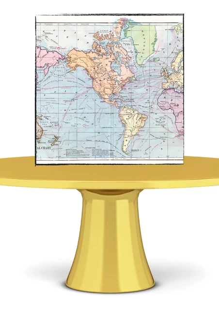 WORLD MAP EDIBLE wrap around Cake topper/cake ribbon ICING/WAFER A4 £6. ...